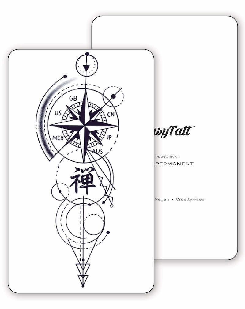 Abstract Compass Semi-Permanent Tattoo | EasyTatt™
