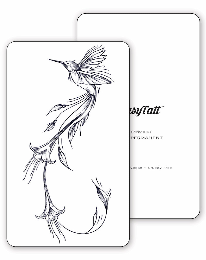 Flower Tail Bird Semi-Permanent Tattoo | EasyTatt™