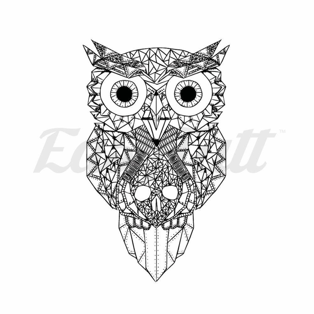 Geometric Owl Temporary Tattoo | EasyTatt™
