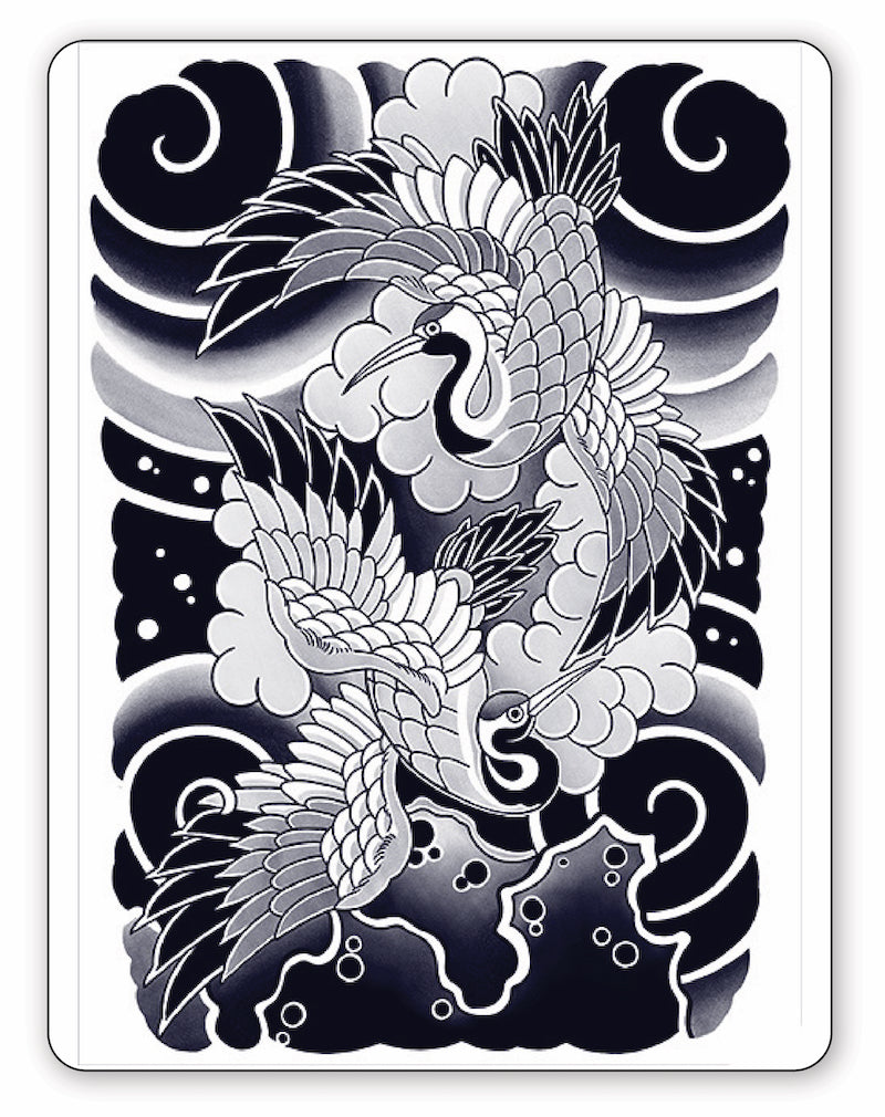 Japanese Birds Semi-Permanent Tattoo | EasyTatt™