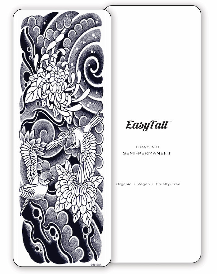 Japanese Birds Semi-Permanent Tattoo | EasyTatt™