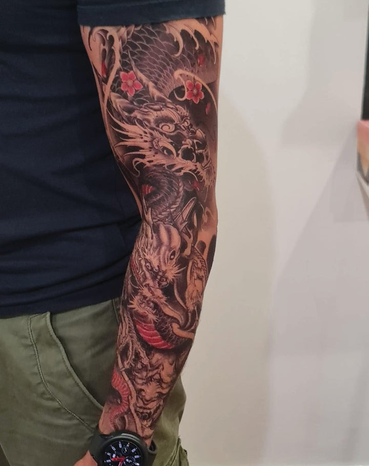 Japanese Dragon Sleeve Tattoos
