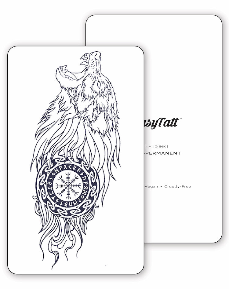 Rune Wolf Semi-Permanent Tattoo | EasyTatt™