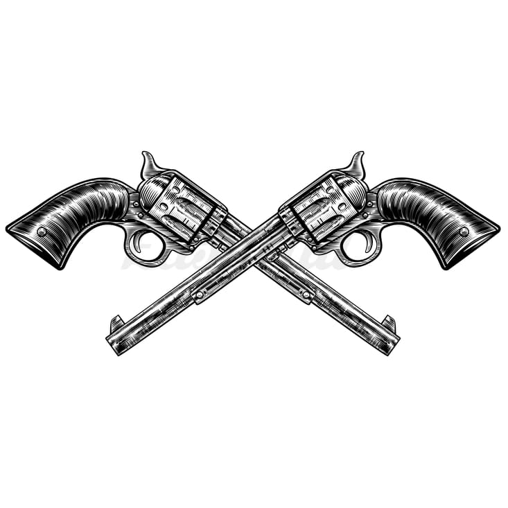 Crossed Pistols Temporary Tattoo | EasyTatt™