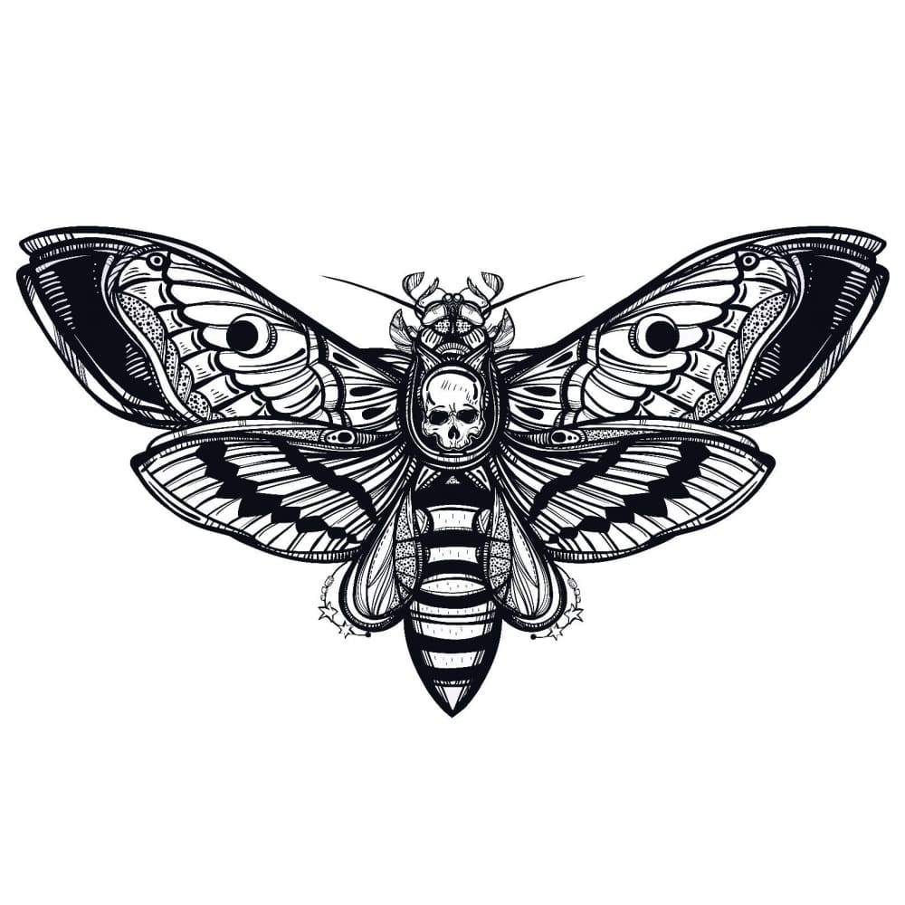 Death Face Moth Temporary Tattoo | EasyTatt™