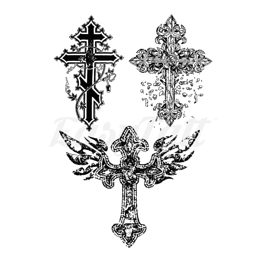 Detailed Crosses Temporary Tattoo | EasyTatt™