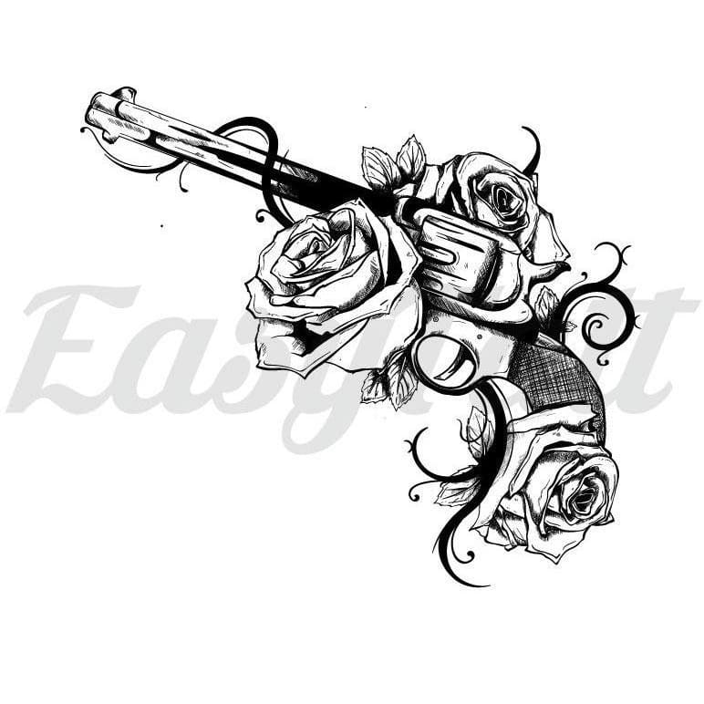 Rose Revolver Temporary Tattoo | EasyTatt™