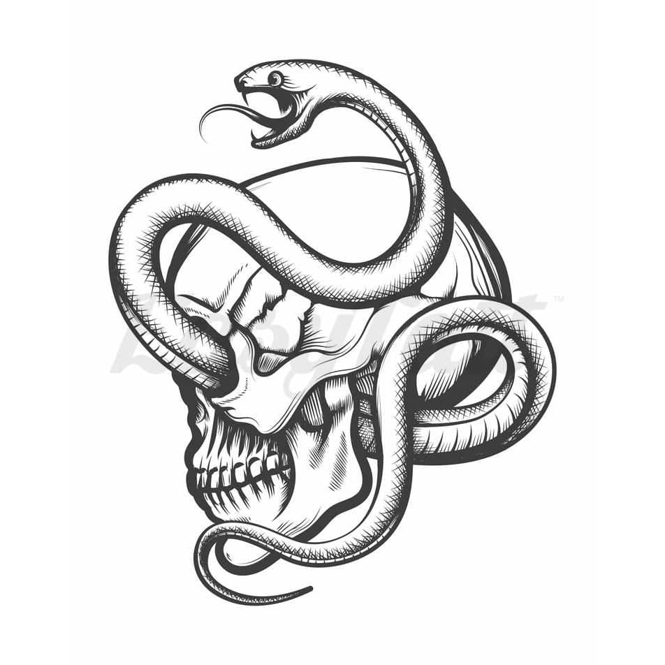 Snake in Skull Temporary Tattoo | EasyTatt™