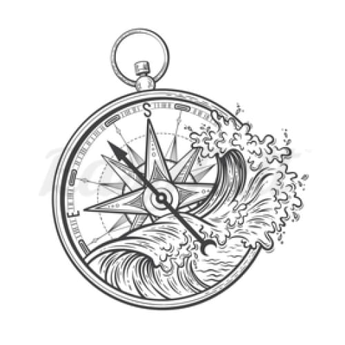 Wave Compass Temporary Tattoo | EasyTatt™